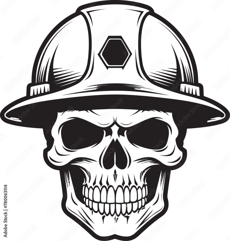 Hardhat Skull Sentinel: Construction Worker Vector Logo Scaffold Skull ...