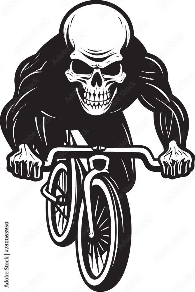 BoneRider: Iconic Skull on Bicycle Icon Graphics Grim Reaper's Glide ...