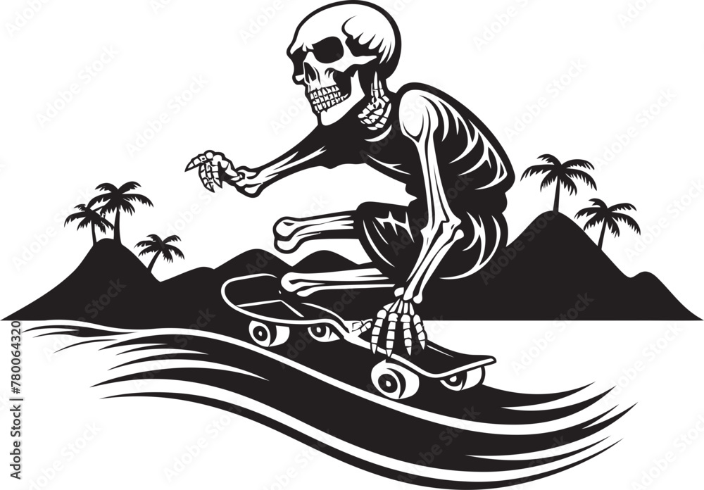 Skull Skate: Vector Logo of a Skull Riding a Skateboard Bone Shredder ...