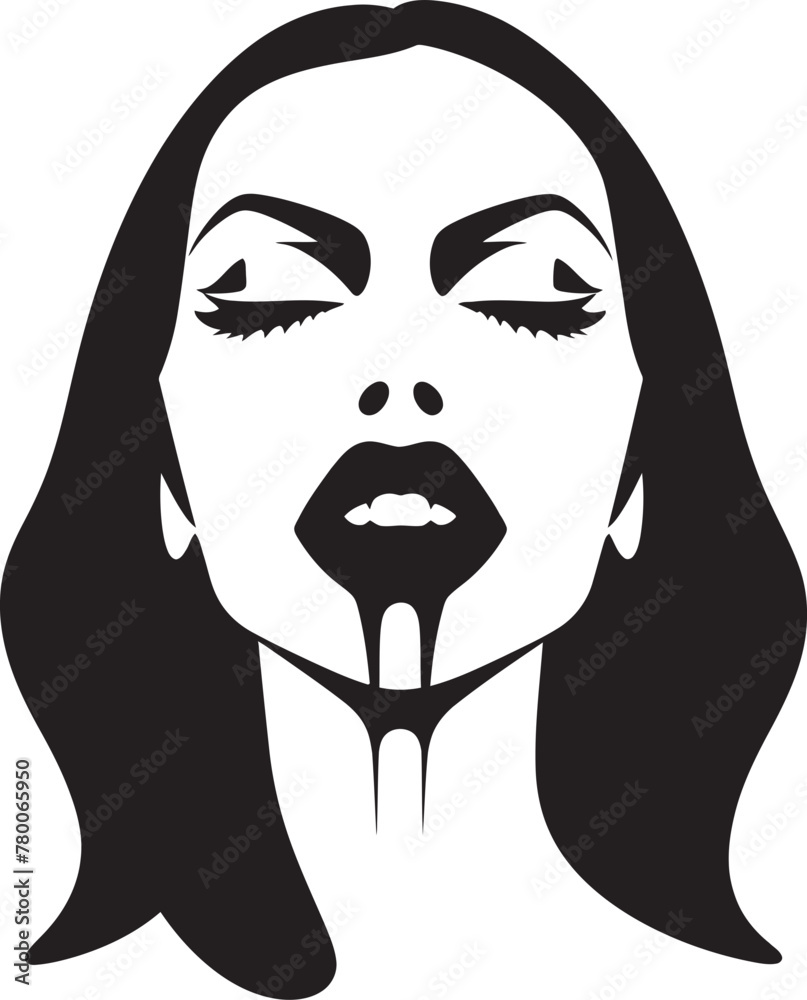 Veiled Vamp: Vector Logo of Woman Vampire Face Moonlit Majesty Mistress ...