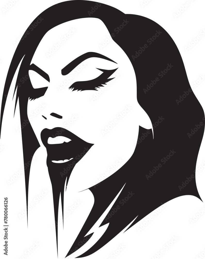 Gothic Glamour: Vector Logo of Femme Vampire Face Mysterious Muse ...