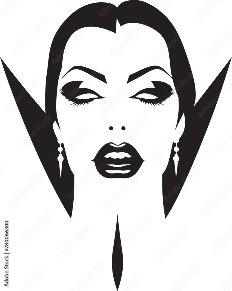 Gothic Glamour: Woman Vampire Icon Graphics Enigmatic Elegance: Vector ...