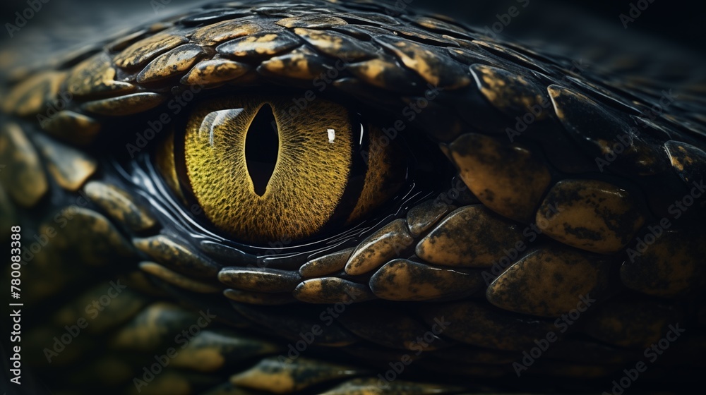 Extreme close up of snake eye front view looking at camera horizontal ...