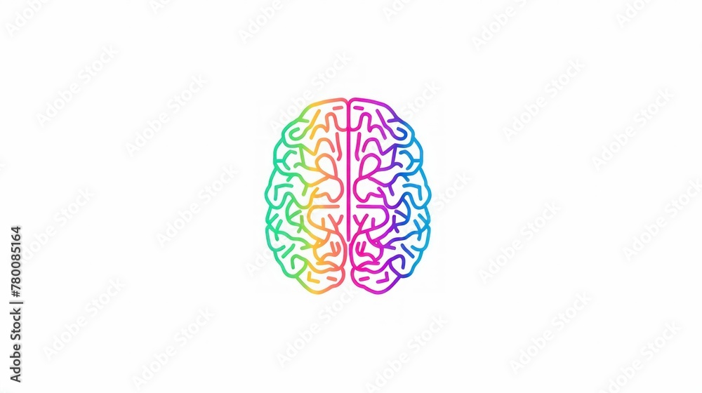 brain logo crafted from colorful, messy line art in a rainbow of ...
