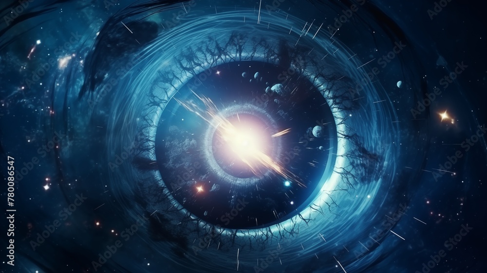 human eye cornea close up space astral sci fi centered stars galaxy ...