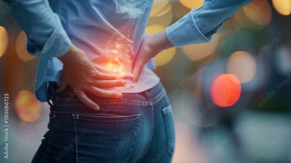 X-ray depiction of back pain, illustrating the underlying anatomical ...