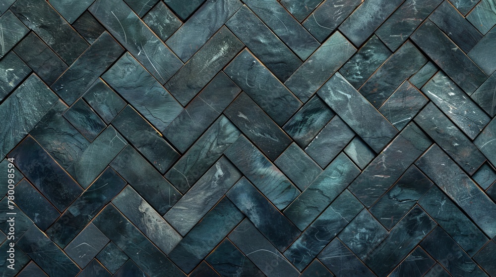 Intertwined dark slate tiles with copper highlights. Herringbone ...