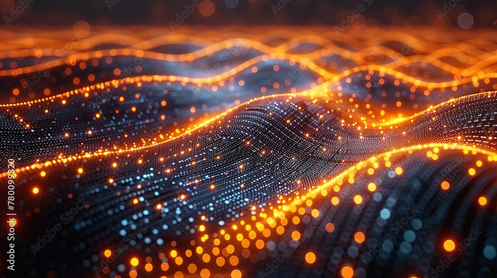 Cyber big data flow. Blockchain data fields. Network line connect ...