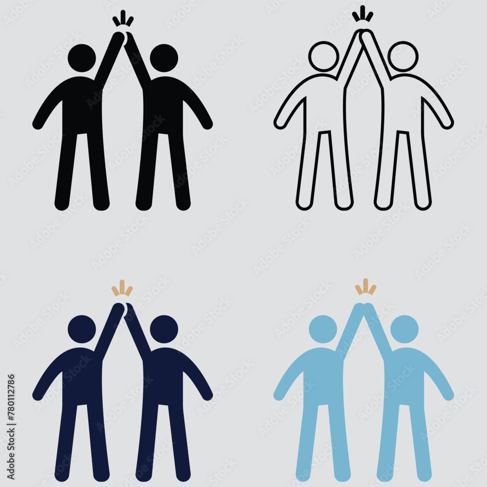 Two man greeting vector icon set. isolated on transparent background ...