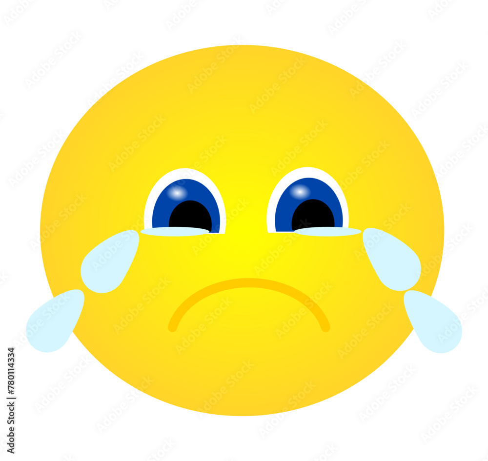 Sticker with sobbing depressed emoticon Stock Vector | Adobe Stock