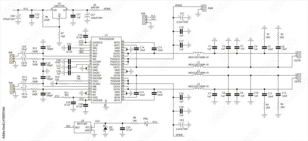 Schematic diagram of electronic device. Vector drawing electrical ...