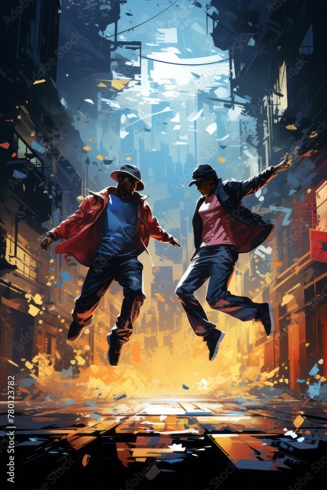 Two people, identified as VetalVit Street dancers, are energetically ...