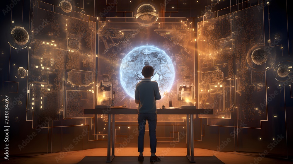 Craft a scene where AI entities organize a crismis-themed digital ...