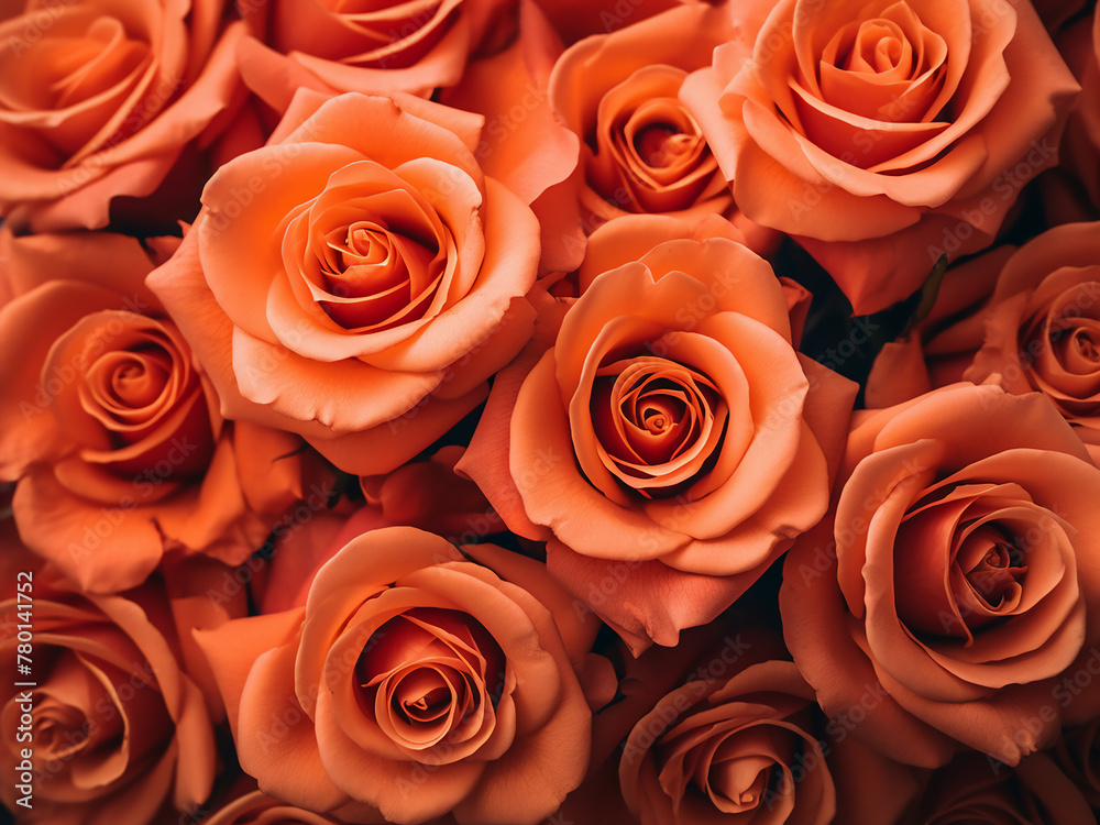 Vibrant orange roses create a fresh and sizable background texture ...
