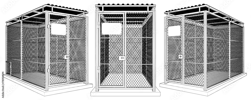 Cage Vector 02. Illustration Isolated On White Background. Animal Dog ...