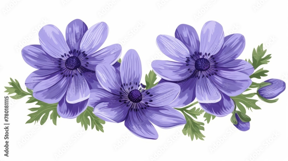 Cluster of Anemone Coronaria Flowers Artwork - Gorgeous digital art of ...