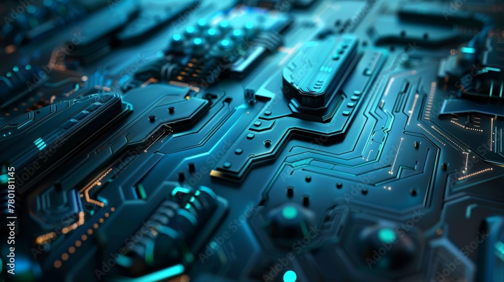 Futuristic blue circuit board technology pattern - Intricate blue ...