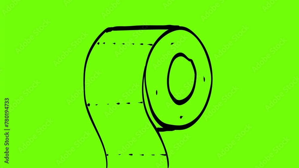 2d Animation motion graphics showing a drawing of a toilet paper roll ...