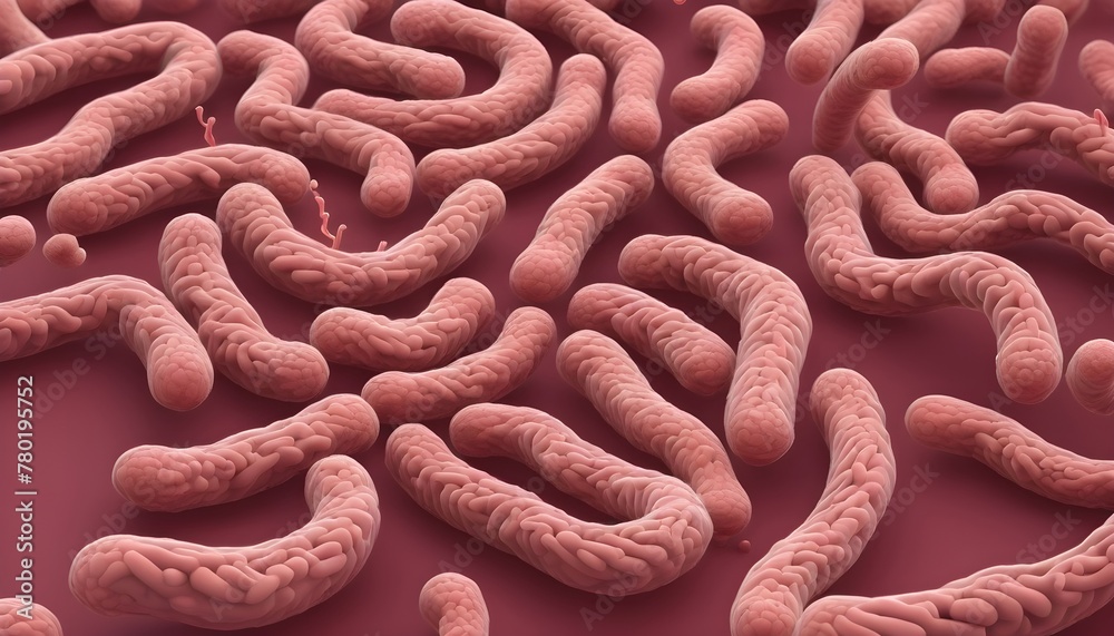 Foto de Helicobacter Pylori Bacteria field on the stomach wall ...