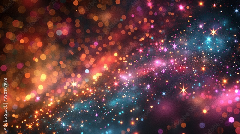 Random glitter stars in a colorful nebula, simple photorealistic ...