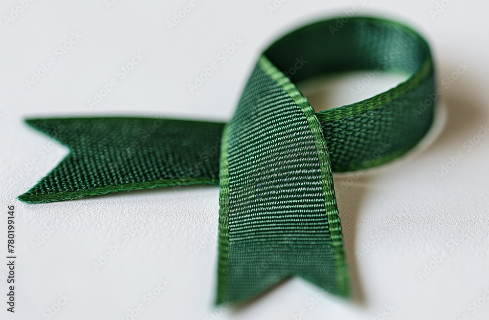 green ribbon with the words 'mental health awareness week', white ...