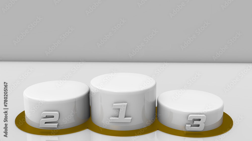 Podio de ganadores blanco en 3D. Plataforma de visualización de ...