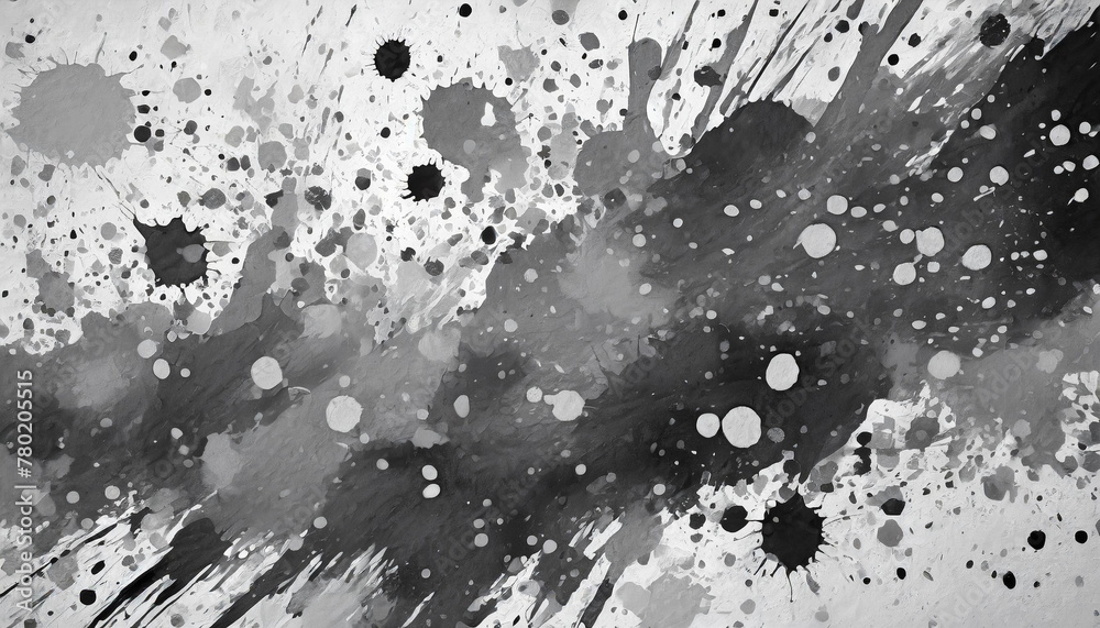 Black with gray paint splatter effect texture on white paper background ...