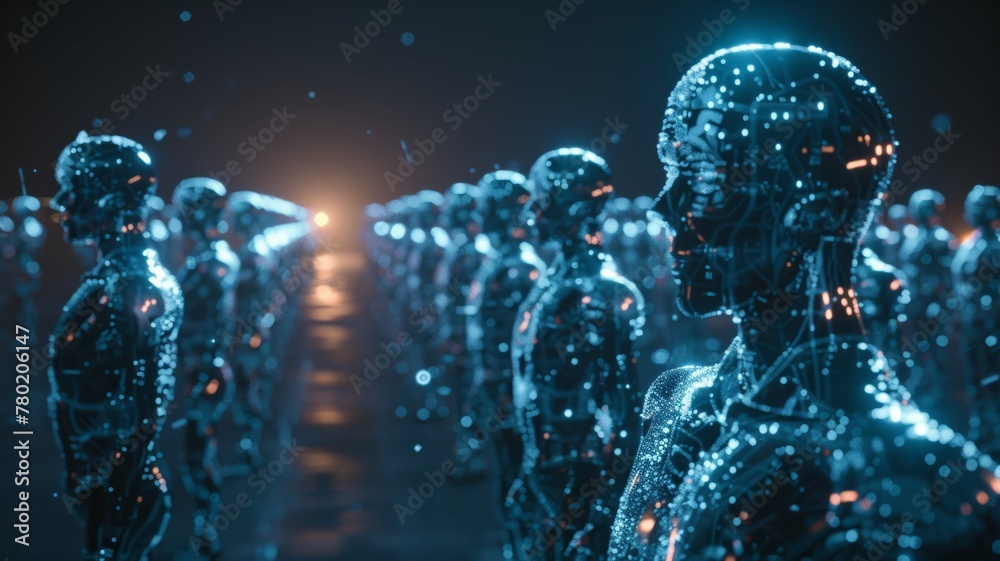 AI learning through collaboration with other AI entities, depicted as a ...