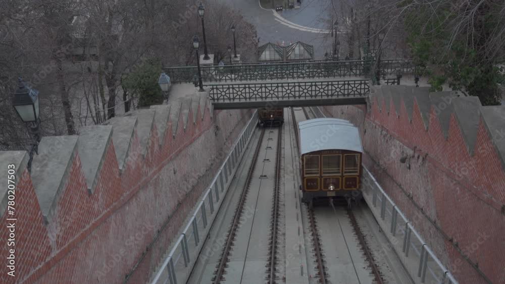 Vidéo Stock Cable Car on the Castle Hill. Budapest, Hungary. Funicular ...