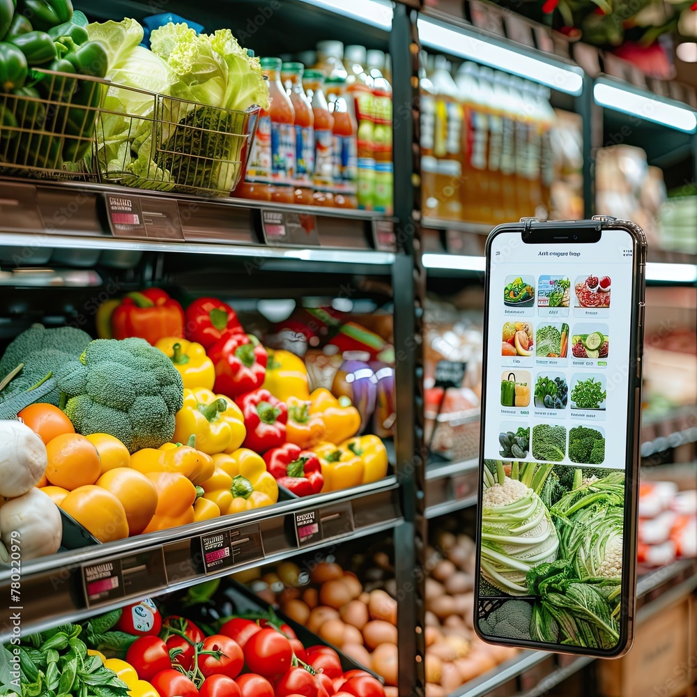 High-tech mobile grocery shopping with instant nutritional analysis and ...