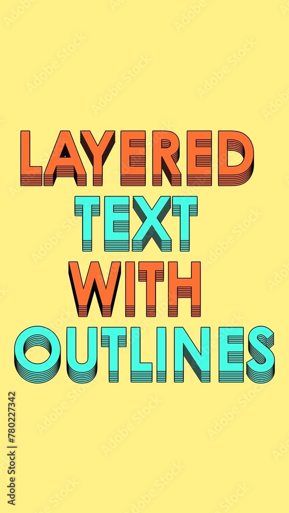 Vertical Layered Text with Outlines Stock Template | Adobe Stock