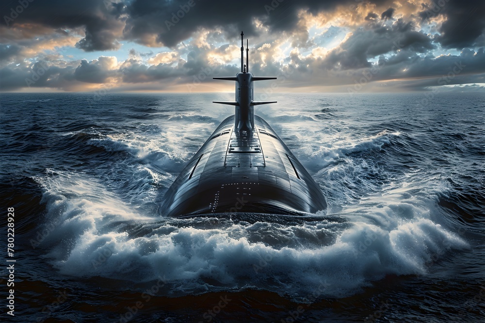Formidable Submarine Emerges from Turbulent Oceanic Depths,Showcasing ...