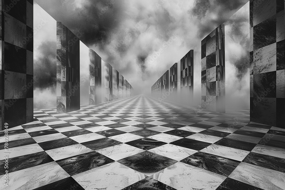 Explore the use of optical illusions in the background. How can we use tricks of perspective and ...