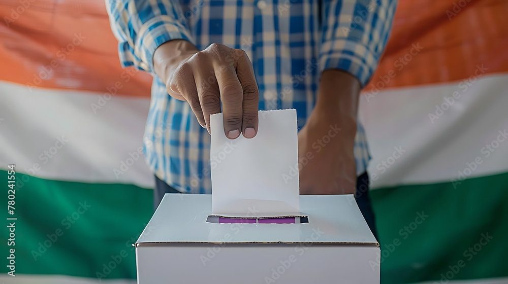 Civic Pride Indian man ballot box Indian Flag Backdrop Democratic ...