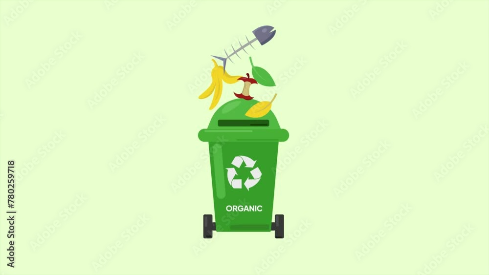 Animated video recycle bin and waste concept. Full length animation ...