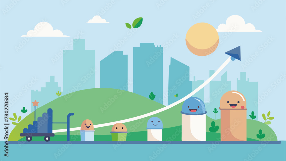 A graph showing the drastic decrease in waste sent to landfills after a community implemented a ...