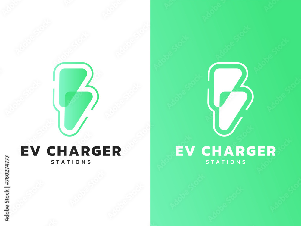Electric vehicle charging with Lightning Bolt Symbol overlapping style ...