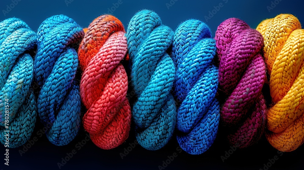 Team rope diverse strength connect partnership together teamwork unity ...