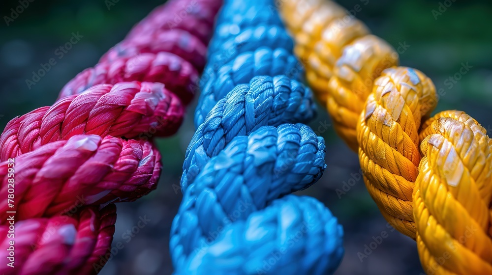 Team rope diverse strength connect partnership together teamwork unity ...