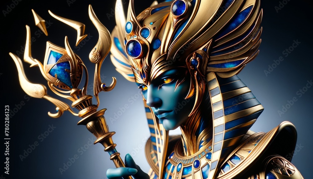 A close-up image of a character inspired by ancient Egyptian royalty ...