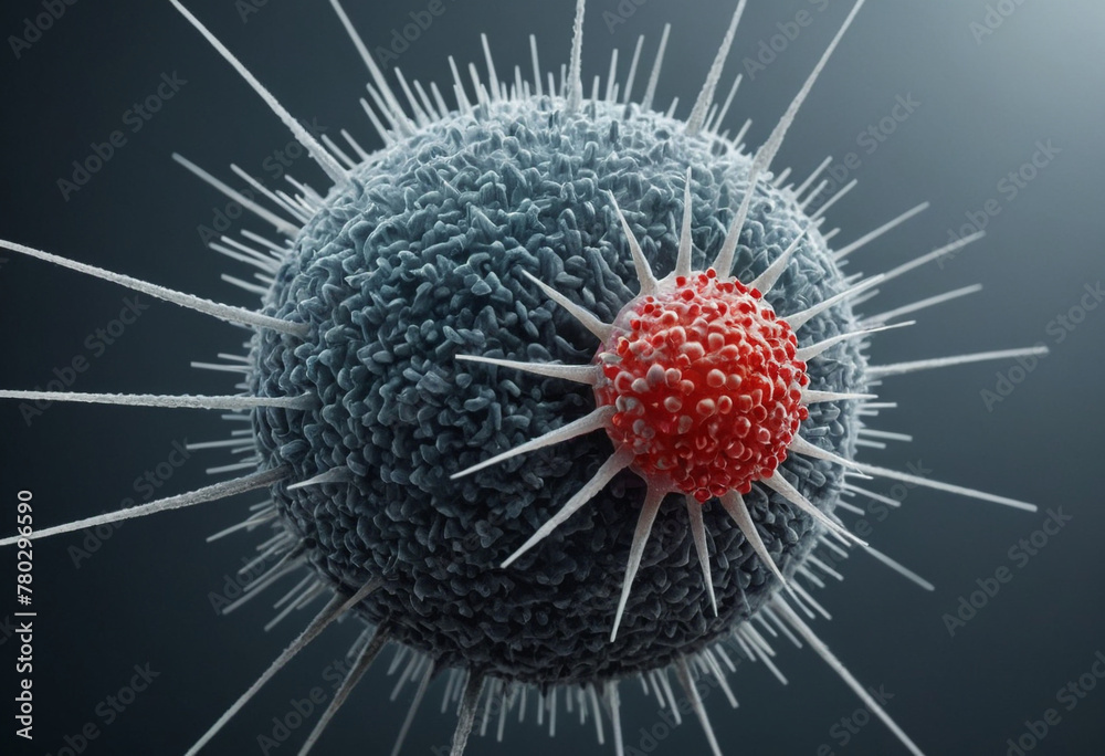 The microscopic battle between a virus and a white blood cell, captured ...