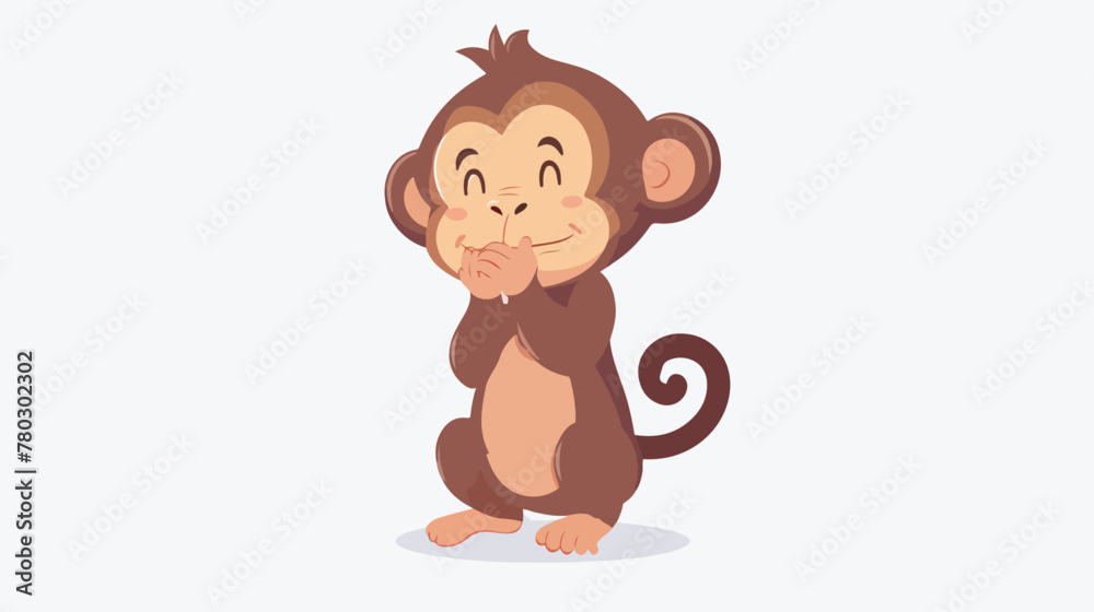 Cartoon cute monkey clapping his hands flat vector Stock Vector | Adobe ...