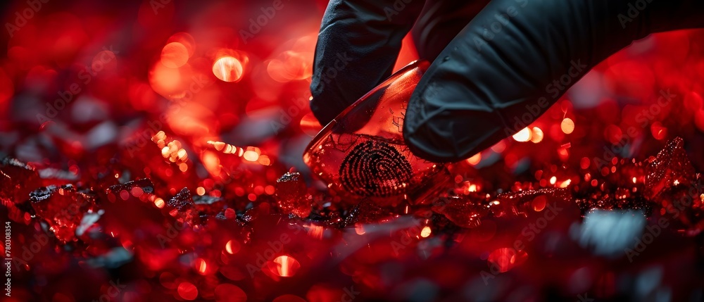 Evidence Unearthed: Fingerprints on Crimson Shards. Concept Murder ...