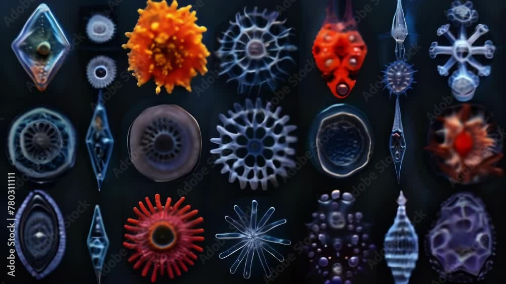 A series of diatom images at different magnifications showcasing the ...