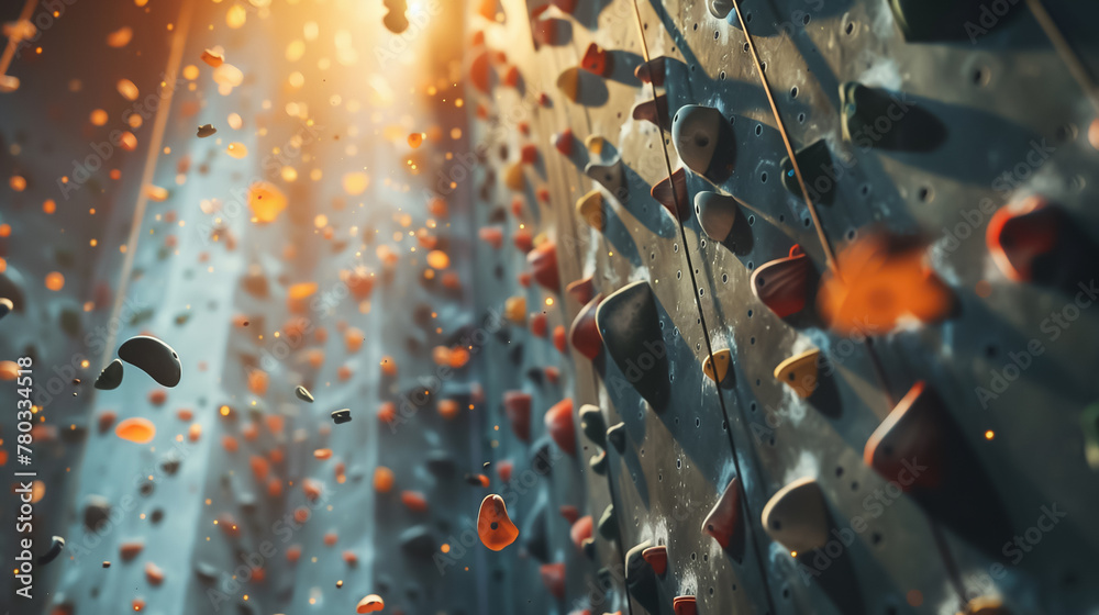 Rock climbing gym with challenging routes and dynamic angles Stock ...