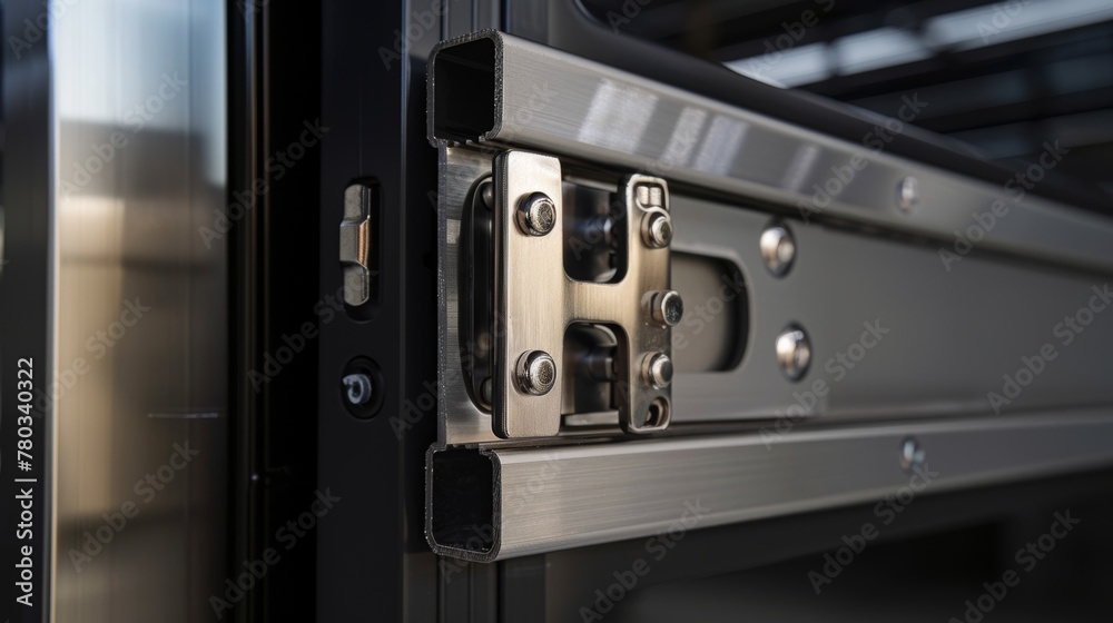 Exploring the design of flat door latches in close-up, highlighting ...
