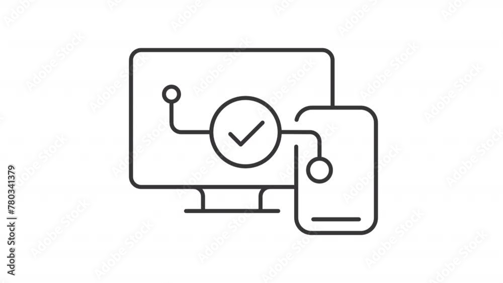 Compatibility line animation. Animated computer and smartphone icon ...