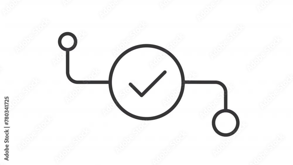 System verification line animation. Animated checkmark and timeline icon. Task management ...