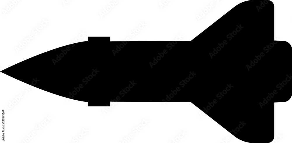 Missile icon in fill style. Combat rocket weapons. Nuclear atomic ...