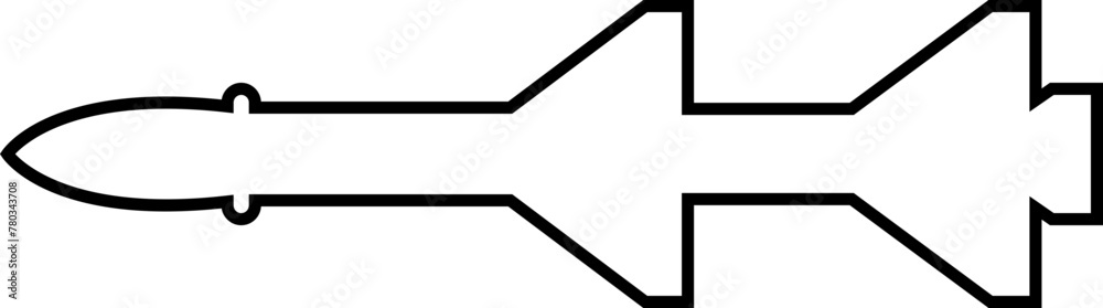 Missile icon in line style editable stock. Combat rocket weapons ...